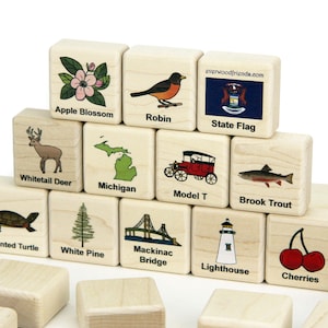 Michigan Memory Game 24 Blocks | Wood Memory Game for Kids Memory ...