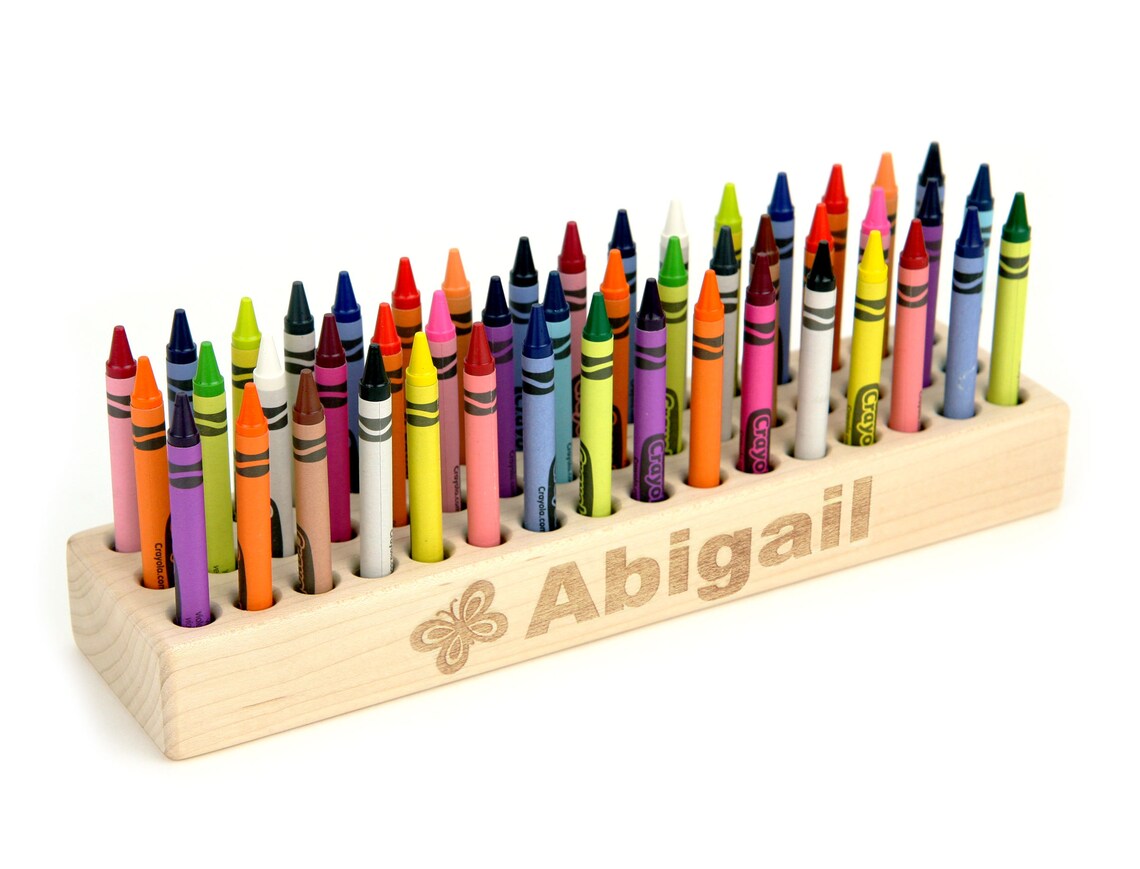 Personalized Maple 48 Crayon Holder - Premium Solid Wood Sanded Silky ...