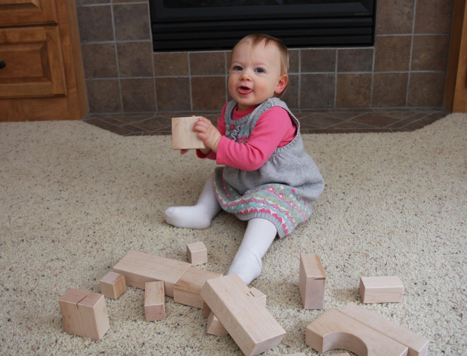 Solid Maple Wooden Building Blocks for Kids, Premium Preschool ...