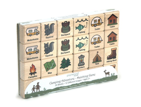 Learning & School Wood Memory Game for Kids Memory Matching Camping ...