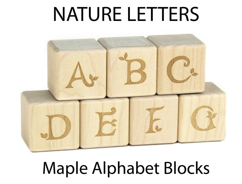 28 Pc Nature Letter Maple Alphabet Blocks Engraved Wood ABC - Etsy