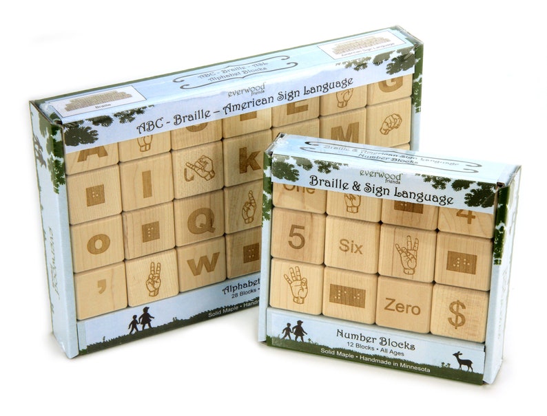 Combo ABC Number Blocks With Braille & ASL Alphabet Blocks | Etsy