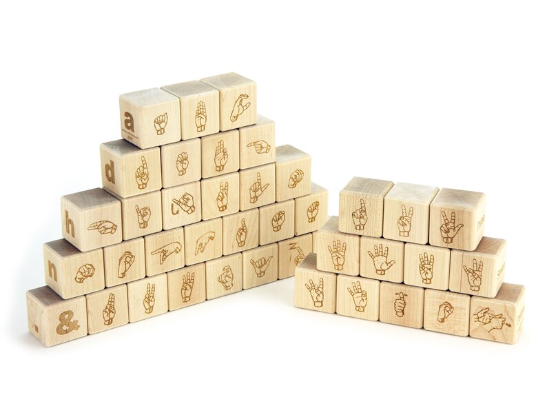 Combo ABC Number Blocks With Braille & ASL Alphabet Blocks | Etsy
