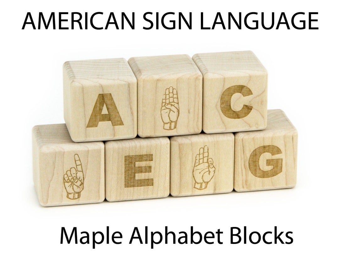 28 Pc American Sign Language ASL Maple Alphabet Blocks | Solid Wood ...