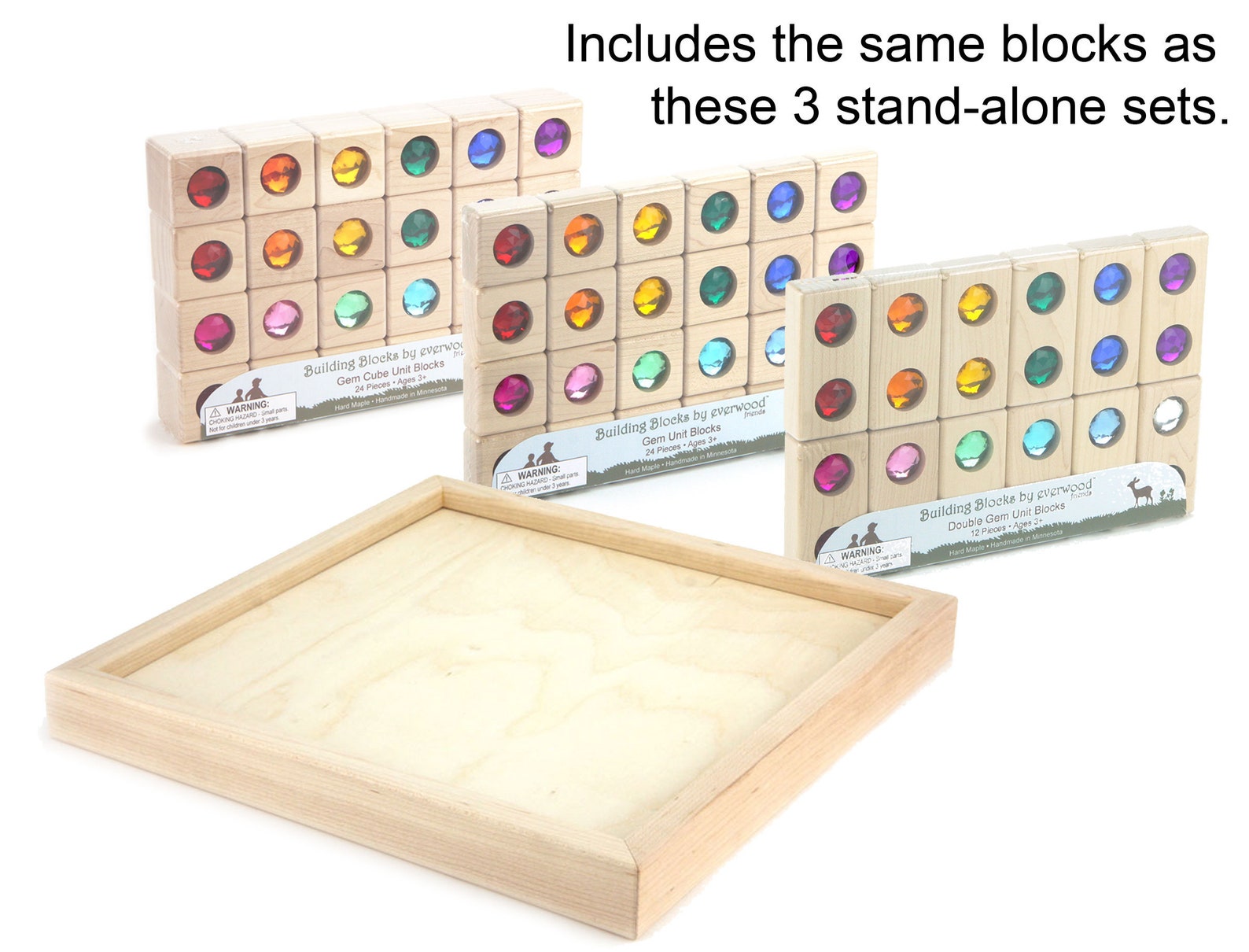 60 Pc Gem Block Collection With Tray Maple Unit Blocks Jewel - Etsy