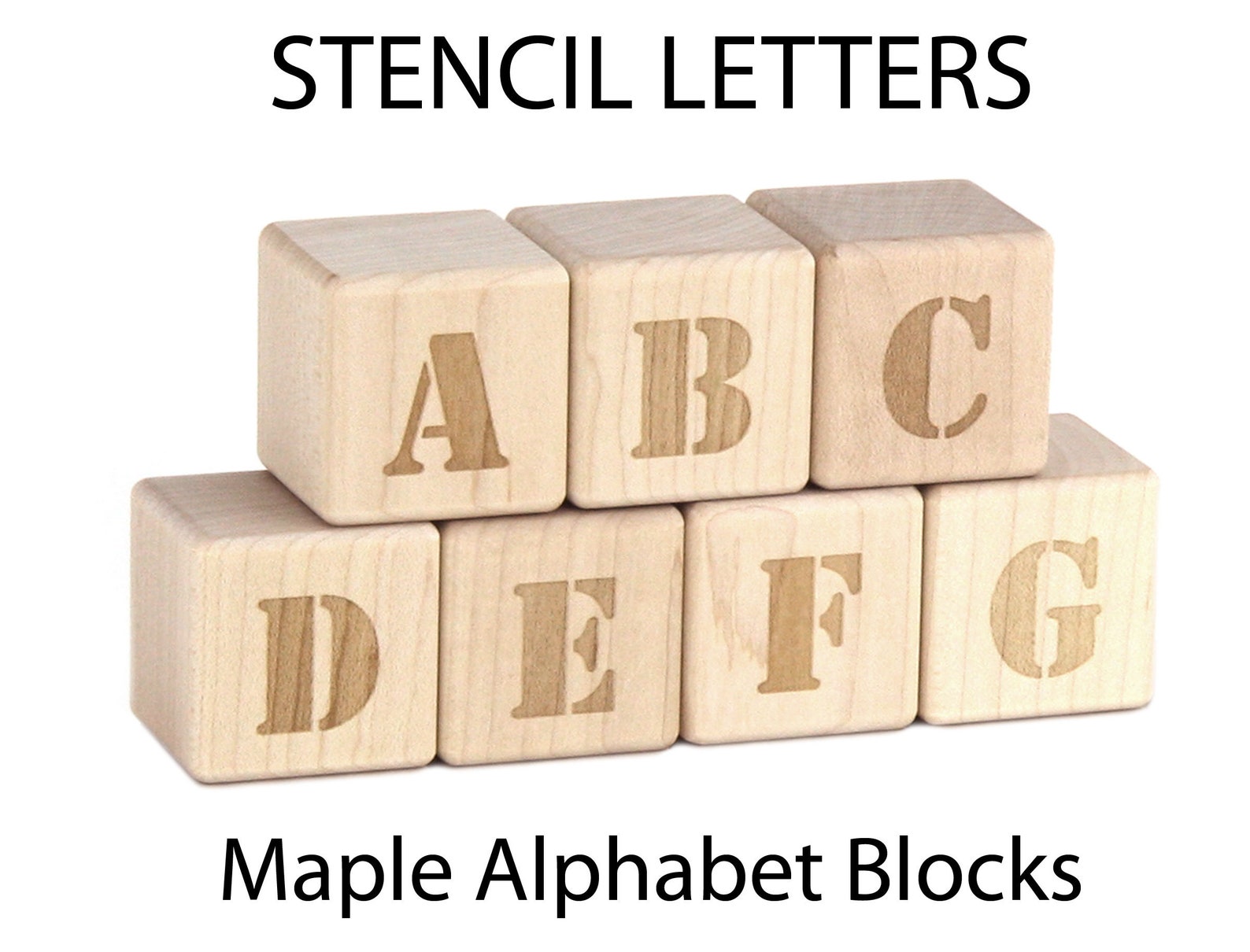 28 Pc Stencil Letter Maple Alphabet Blocks Engraved Wood ABC - Etsy