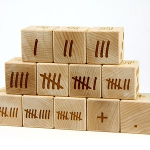 12 Pc Number Blocks in 6 Number Styles | Solid Maple Unit Building Set ...