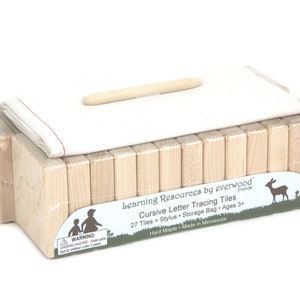 Double-sided Maple Cursive Letter Tracing Tiles | Wood Uppercase ...