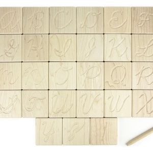 Double-sided Maple Cursive Letter Tracing Tiles | Wood Uppercase ...