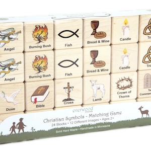 Christian Faith Memory Game 24 Blocks | Solid Maple Matching Game Kids ...