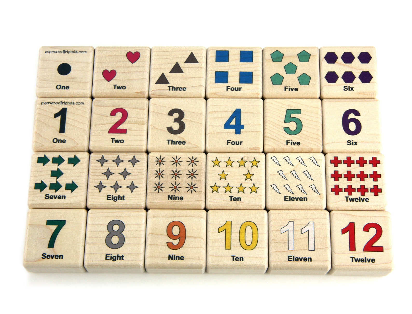 Counting & Shapes Color Memory Game 24 Blocks Wood Memory - Etsy