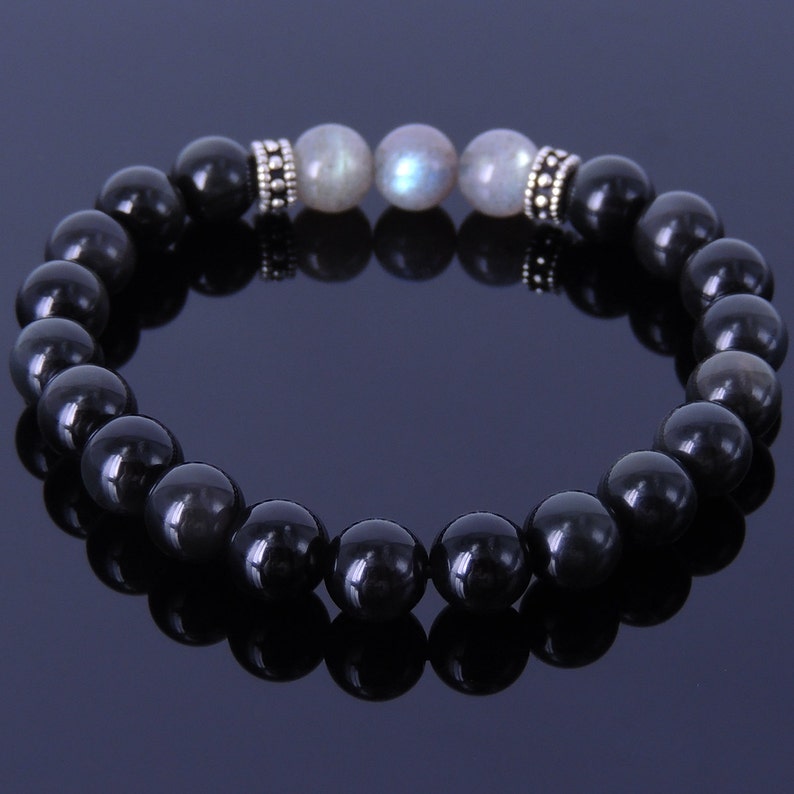 Men's Women Black Obsidian Labradorite Sterling Silver - Etsy