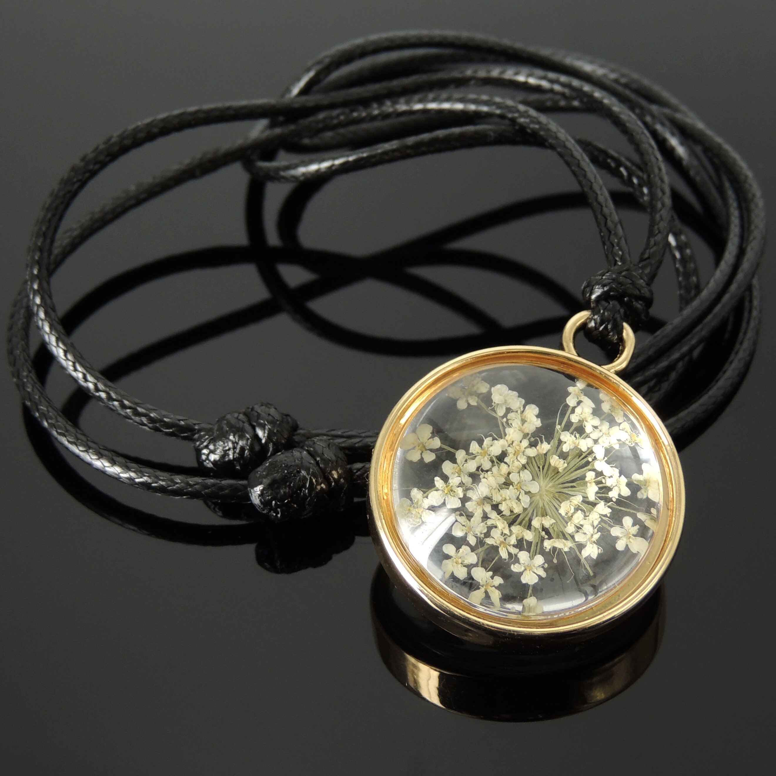 Glass Shadow Box Adjustable Pendant Necklace Pressed Dried | Etsy