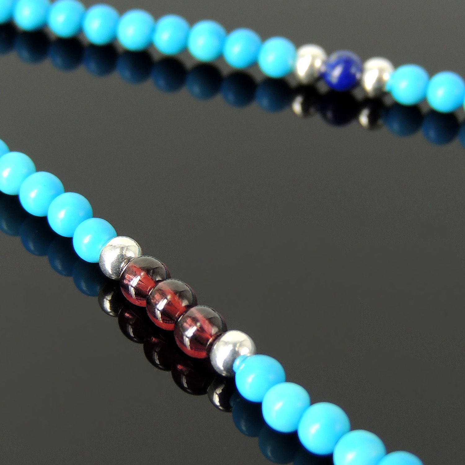 Natural Black Onyx Rondelle Blue Turquoise Handmade Adjustable | Etsy