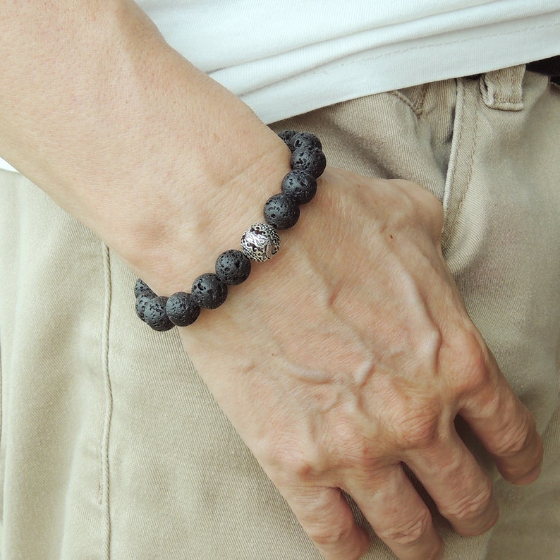 Men's Women Lava Rock Adjustable Braided Bracelet 925 | Etsy