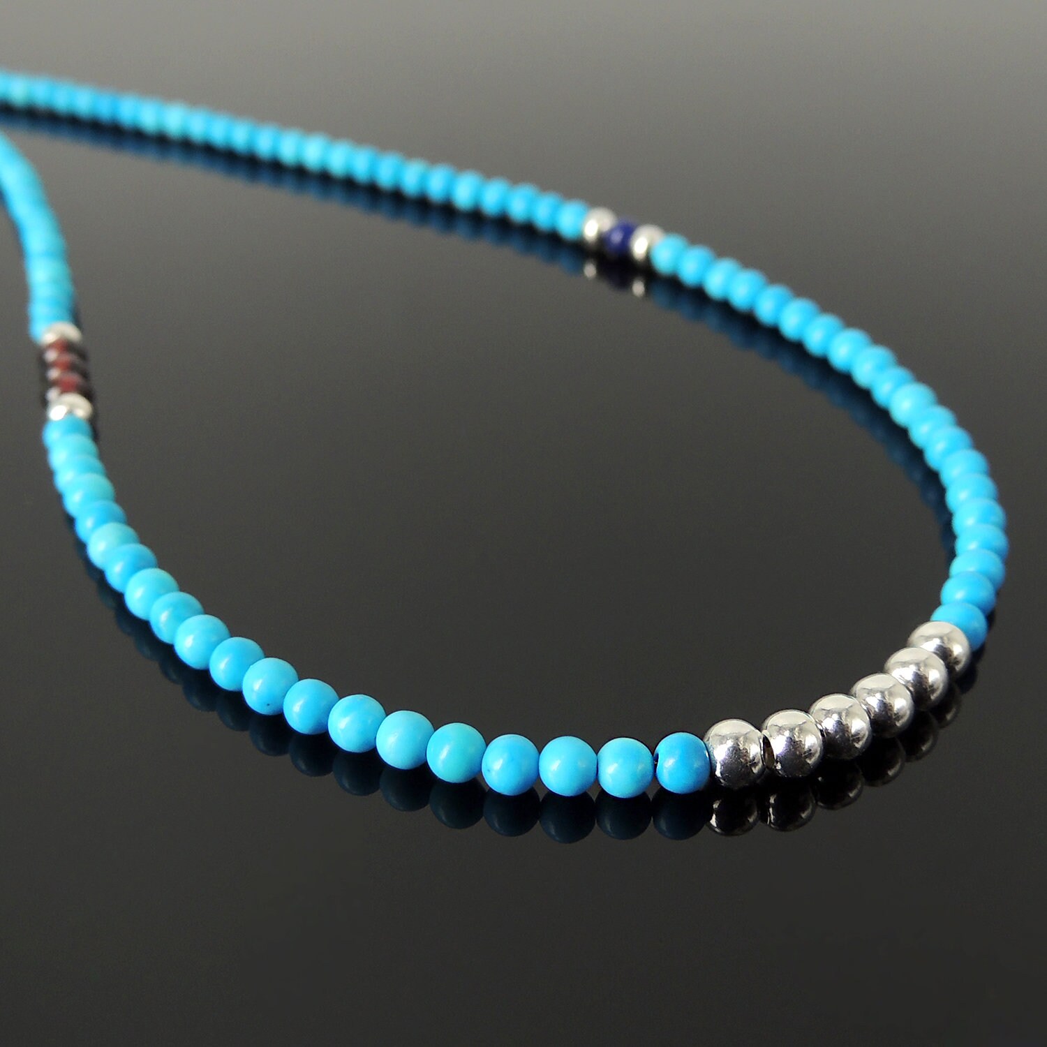 Natural Black Onyx Rondelle Blue Turquoise Handmade Adjustable | Etsy