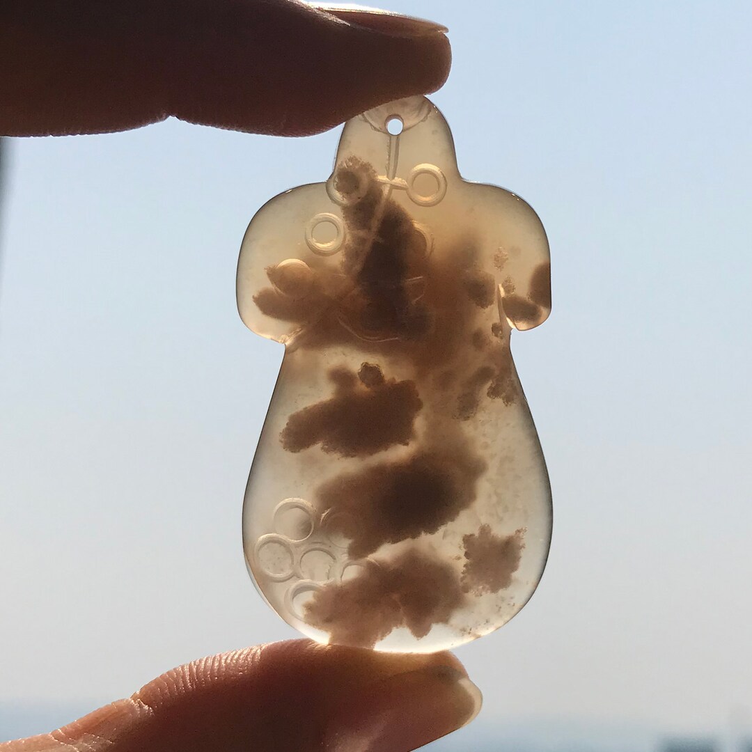 Cute Cheongsam Sakura Agate Pendant Hand-carved Unique DIY Parts ...