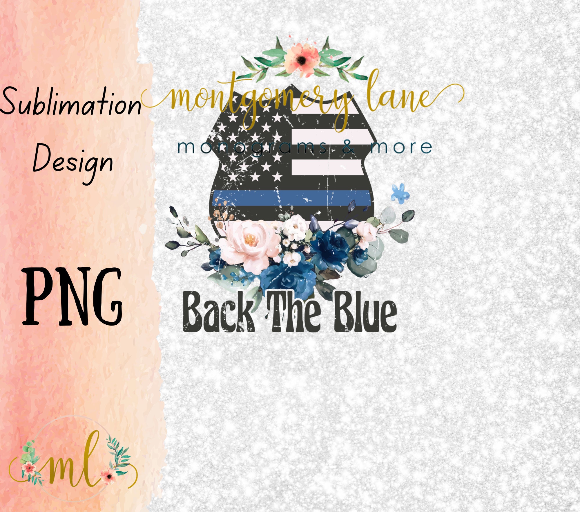 Back the Blue- SVG | Blue Line Design- PNG| Boho Blue Line SVG ...
