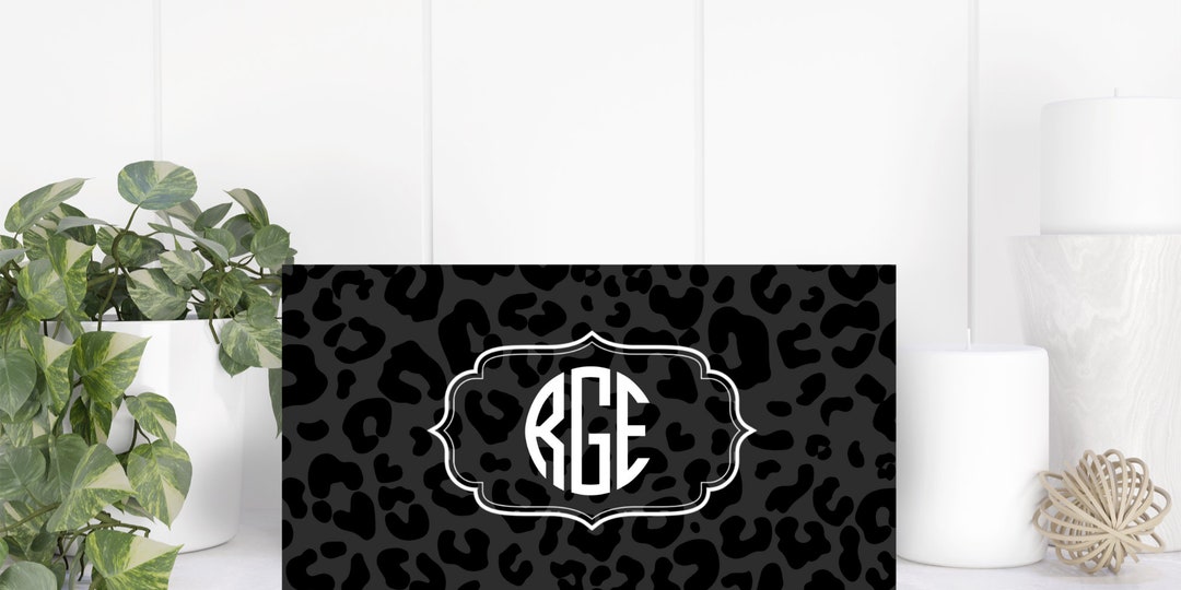 Black Matte Leopard Monogram Front License Plate - Etsy