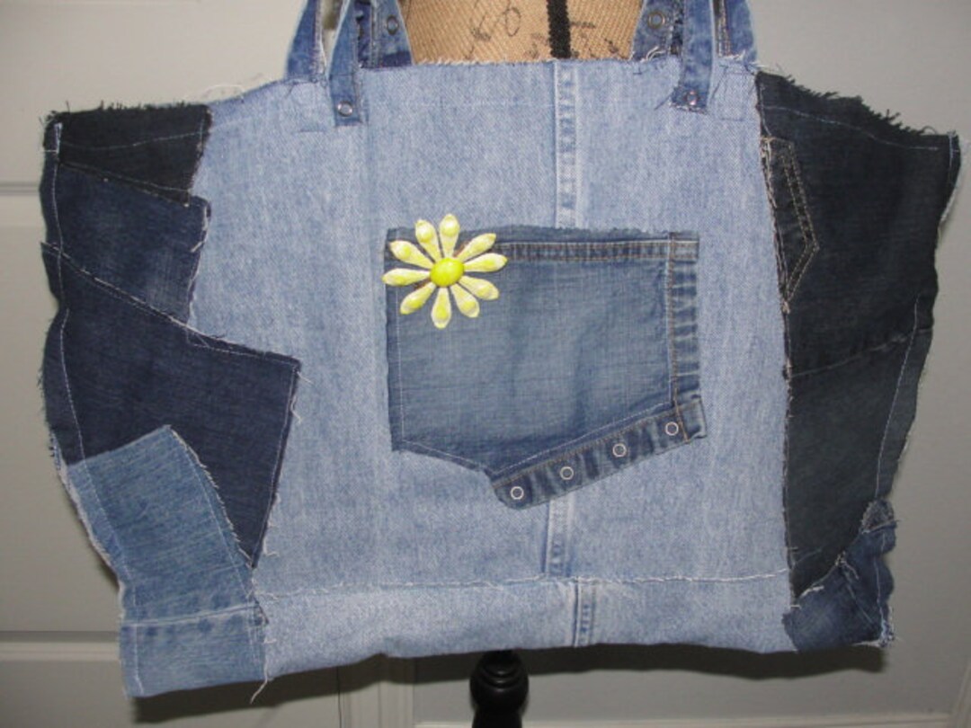 The Stuff-it Tote, Patchwork Denim Bag, Denim Hippy Tote. Boho Denim ...