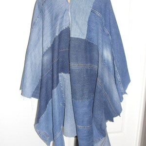Denim Patchwork Poncho, Cape. Jean Denim Poncho. One Size Fits Most up ...