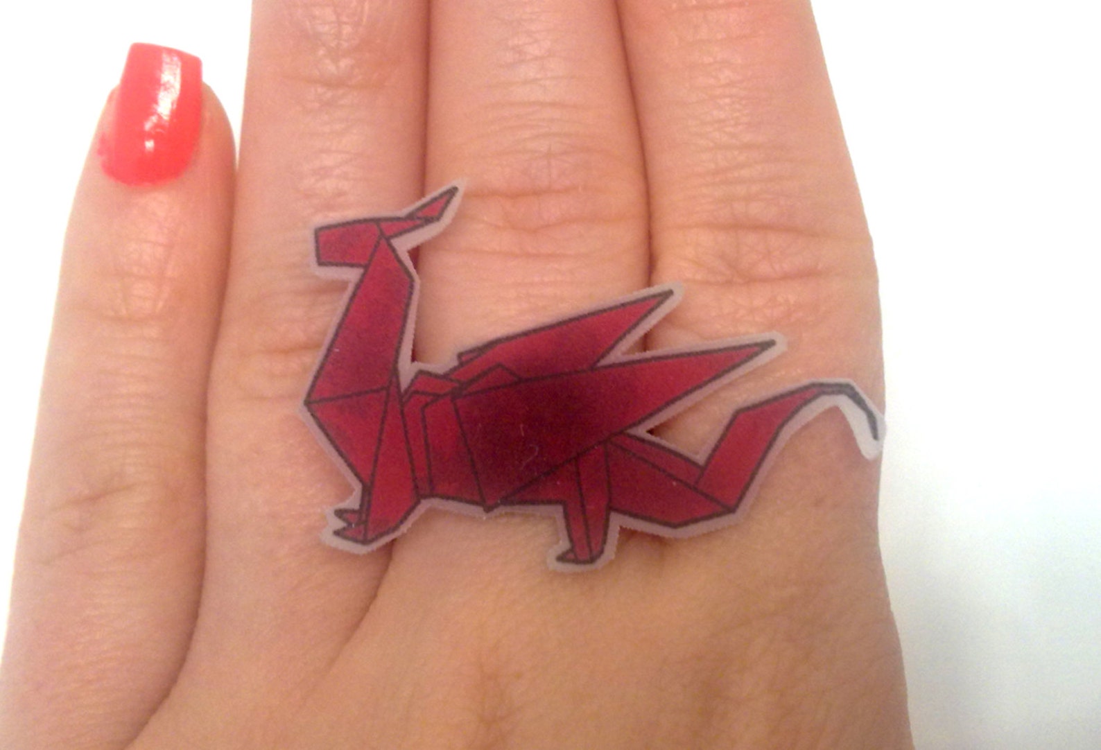 Japanese Origami Rings Acrylic Jewellery Hand Drawn - Etsy
