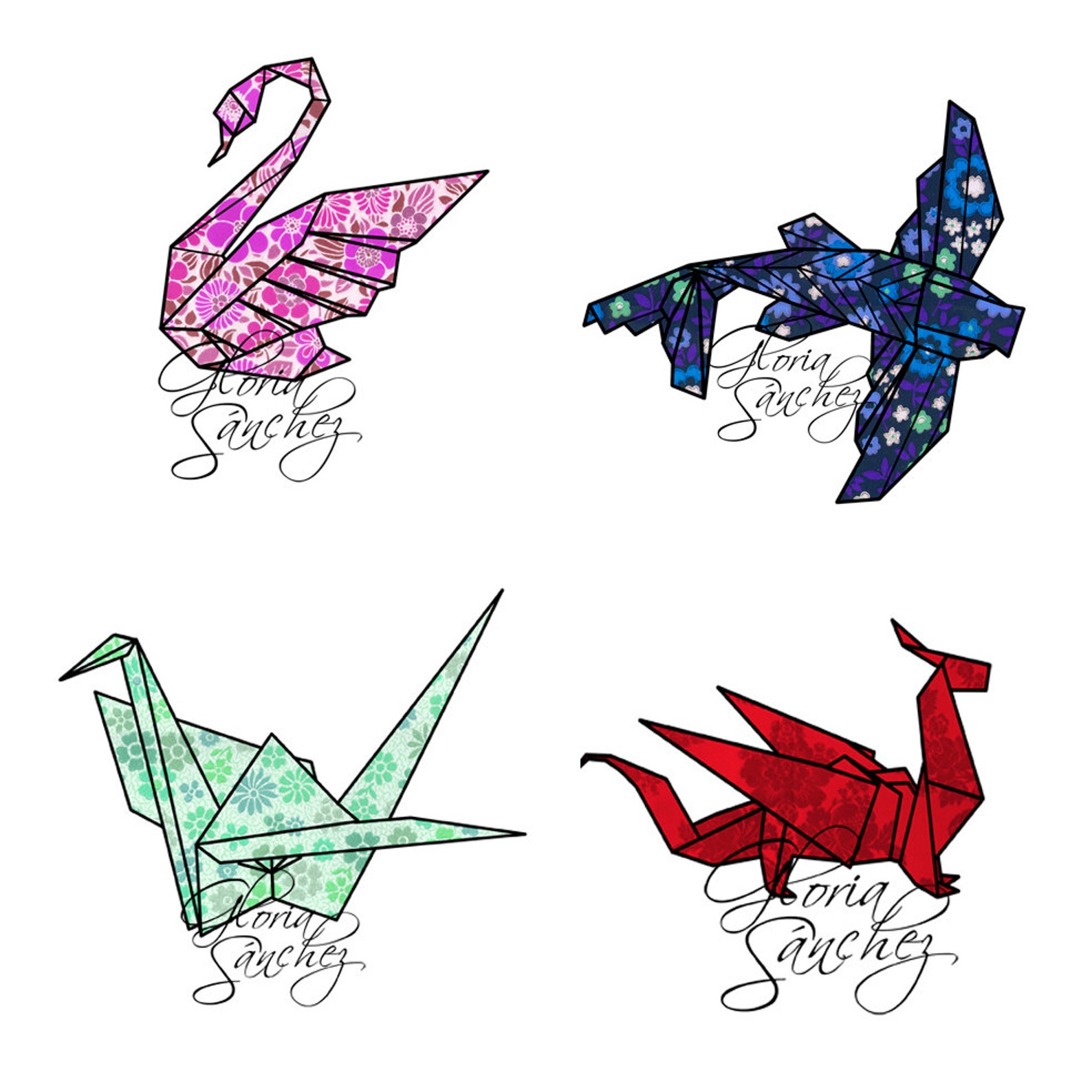 Japanese Origami Rings Acrylic Jewellery Hand Drawn - Etsy