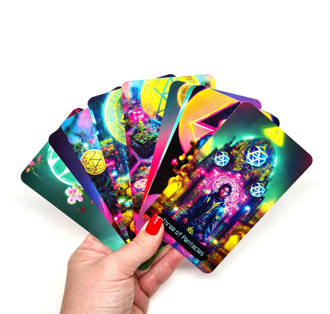 Surreal Cyberpunk TAROT CARD DECK, Oracle Card Game, Prediction Playing ...