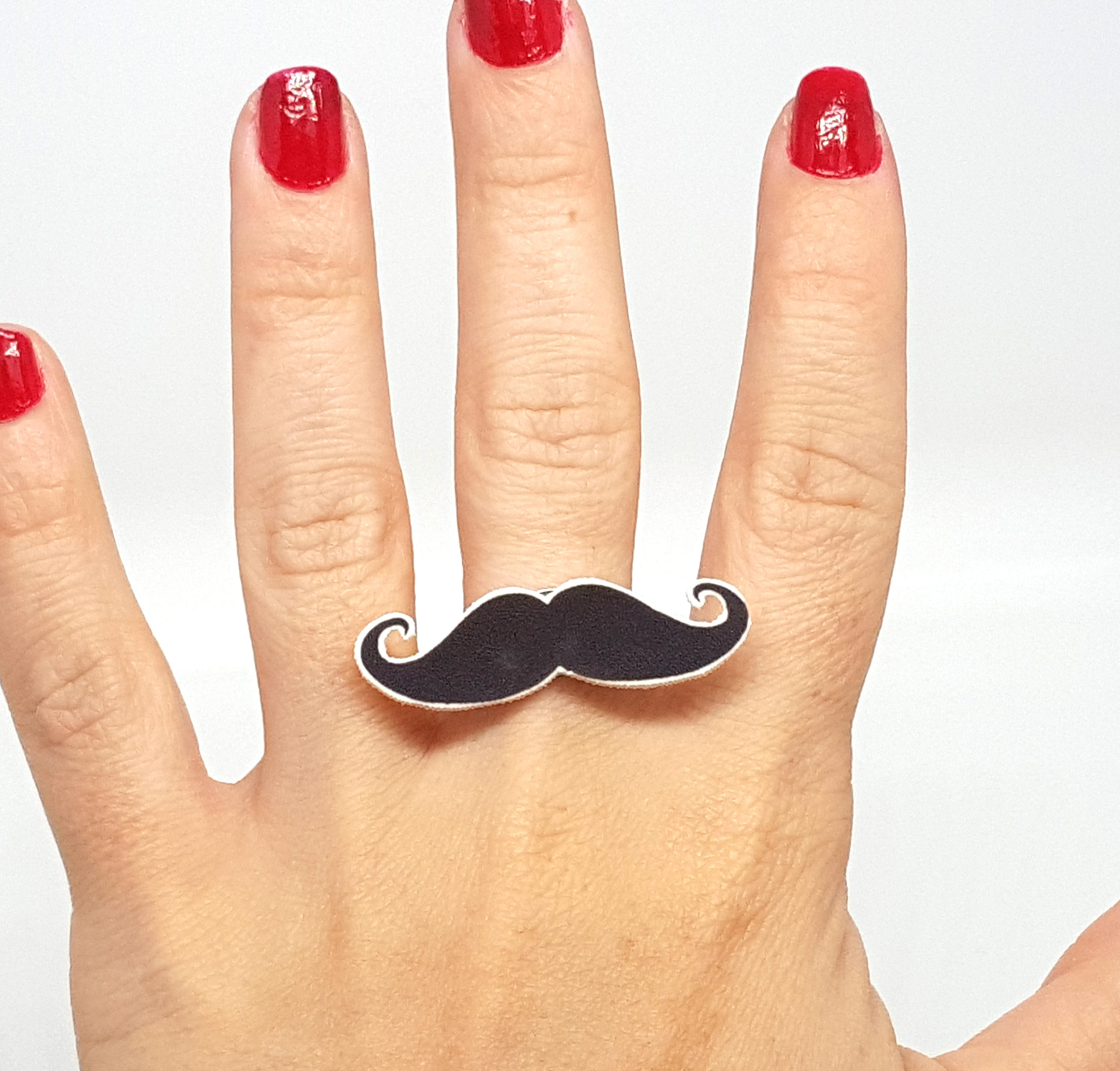 Black and White Rings, Acrylic Moustache Ring, Pineapple Ring, Skull ...