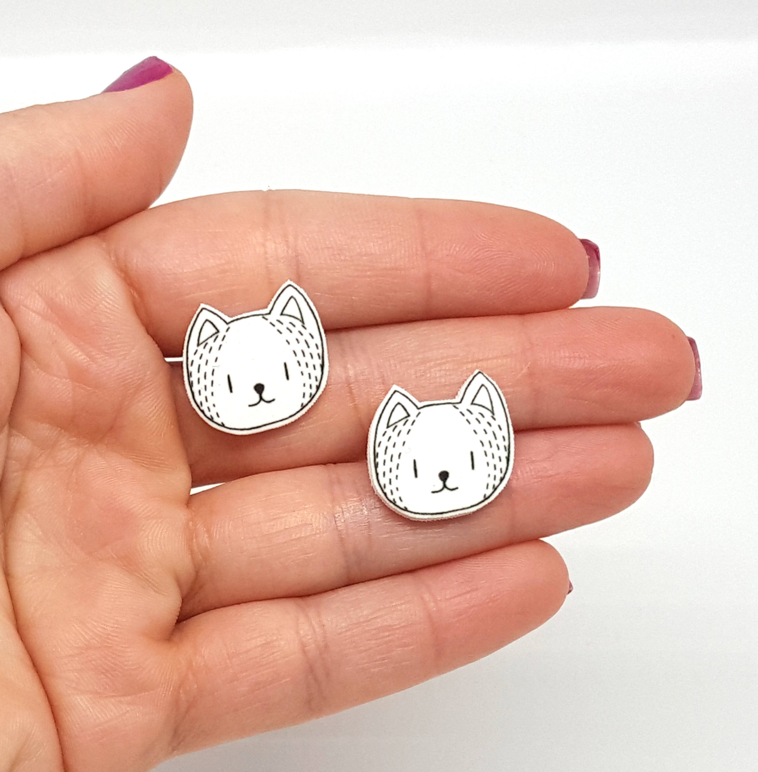 Cute Cat Hoop Earrings Cats Acrylic Earrings Kitten Stud - Etsy