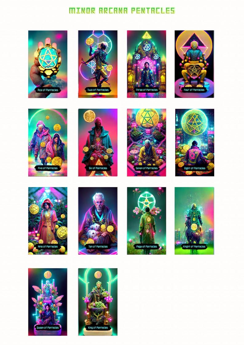 Surreal Cyberpunk TAROT CARD DECK, Oracle Card Game, Prediction Playing ...