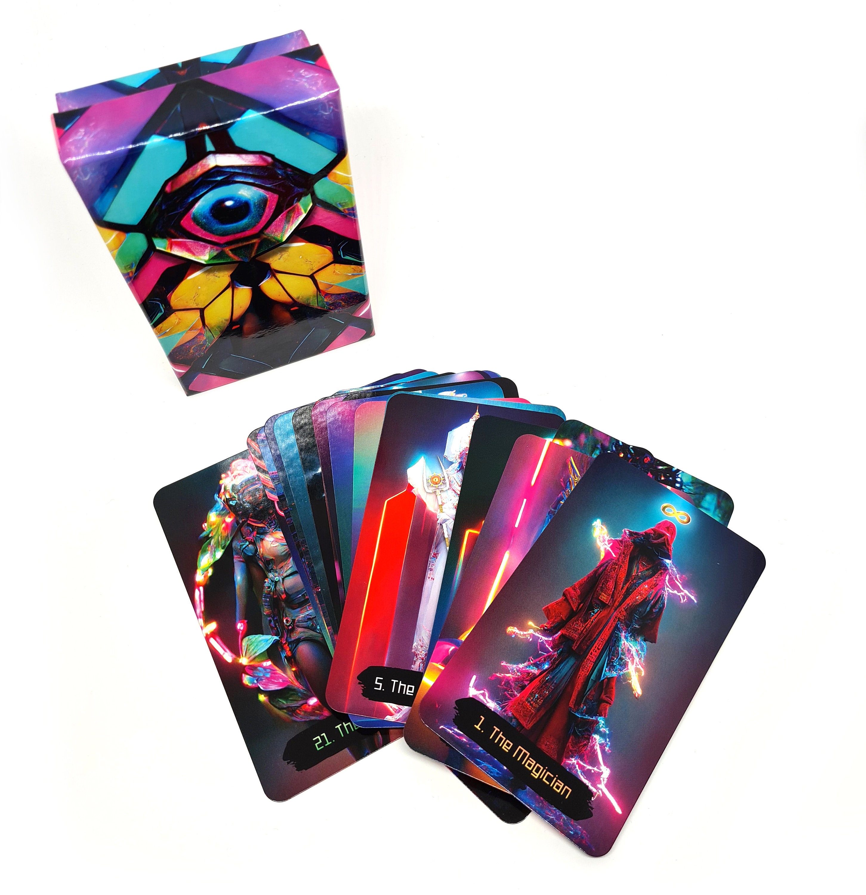 Surreal Cyberpunk TAROT CARD DECK, Oracle Card Game, Prediction Playing ...