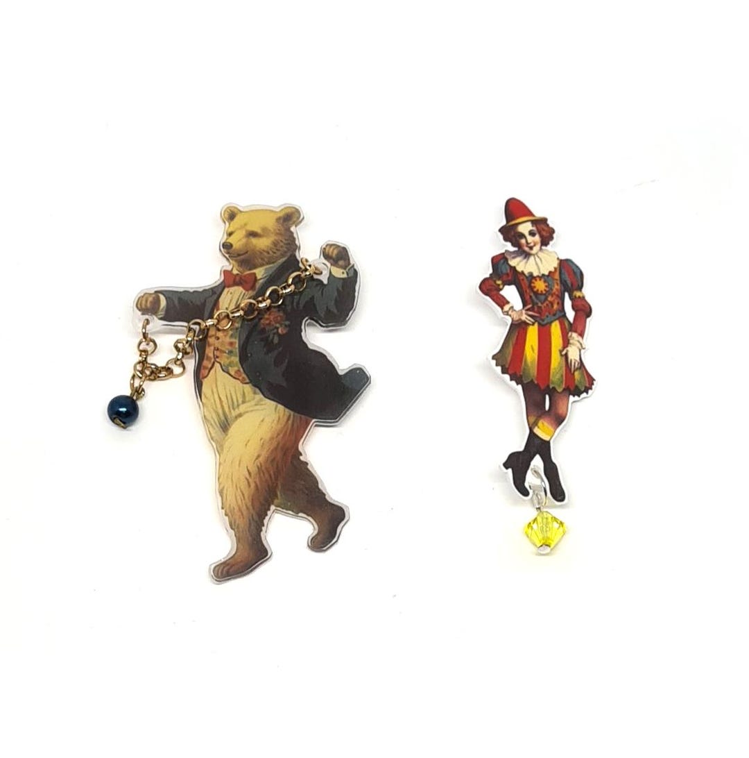 Whimsical Vintage Circus Theme Brooch, Dancing Circus Bear Brooch ...