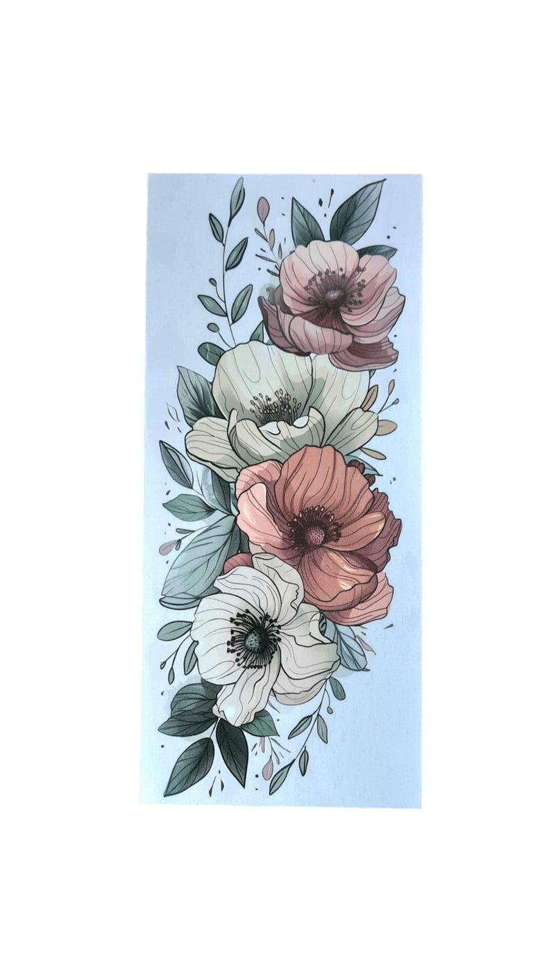 Boho Floral Temporary Tattoos (18cm/20cm Long X 8/9 Cm), Long Whimsical ...