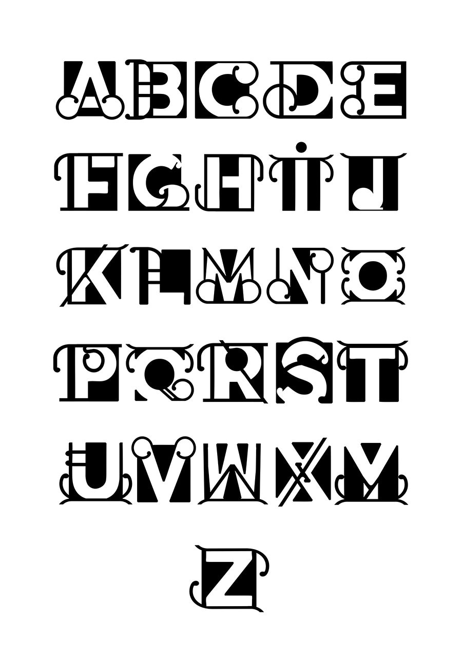 Modern Alphabet Poster Geometric Alphabet Print Abecedary - Etsy