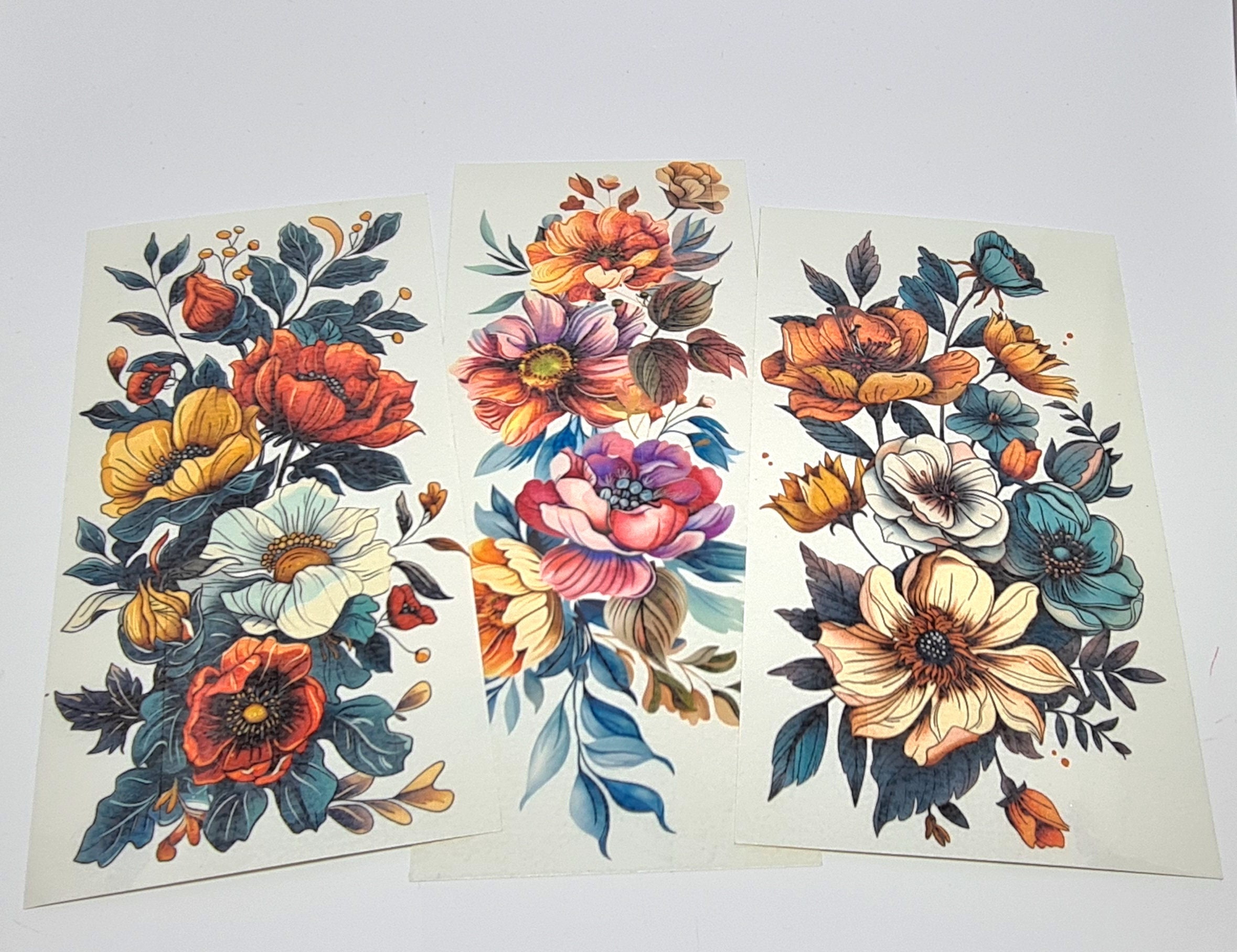 Colorful Long Boho Floral Temporary Tattoos (18cm/20cm Long X 8/9 Cm ...