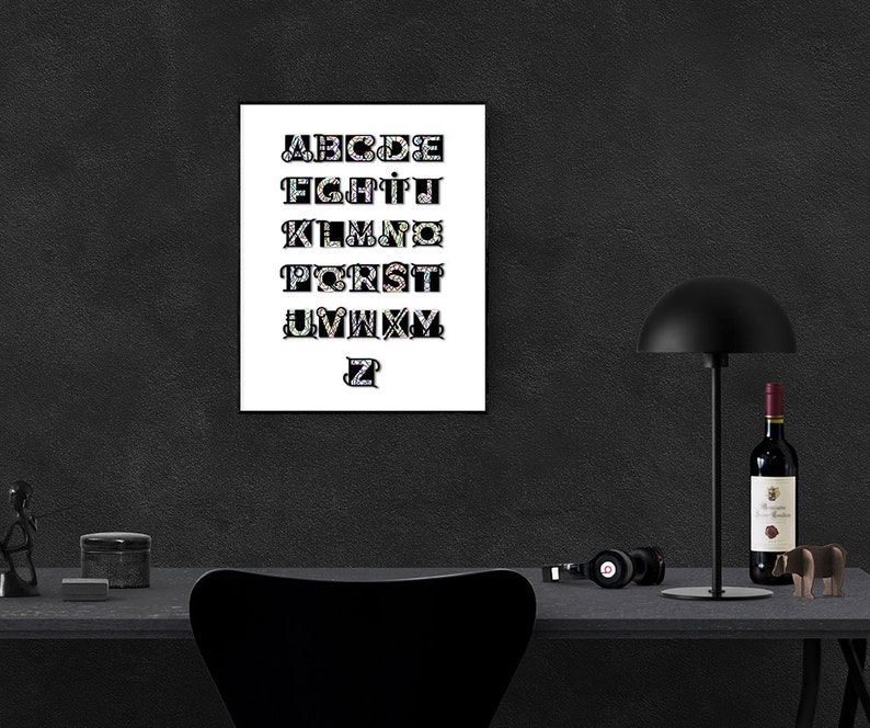 Modern Alphabet Poster Geometric Alphabet Print Abecedary | Etsy