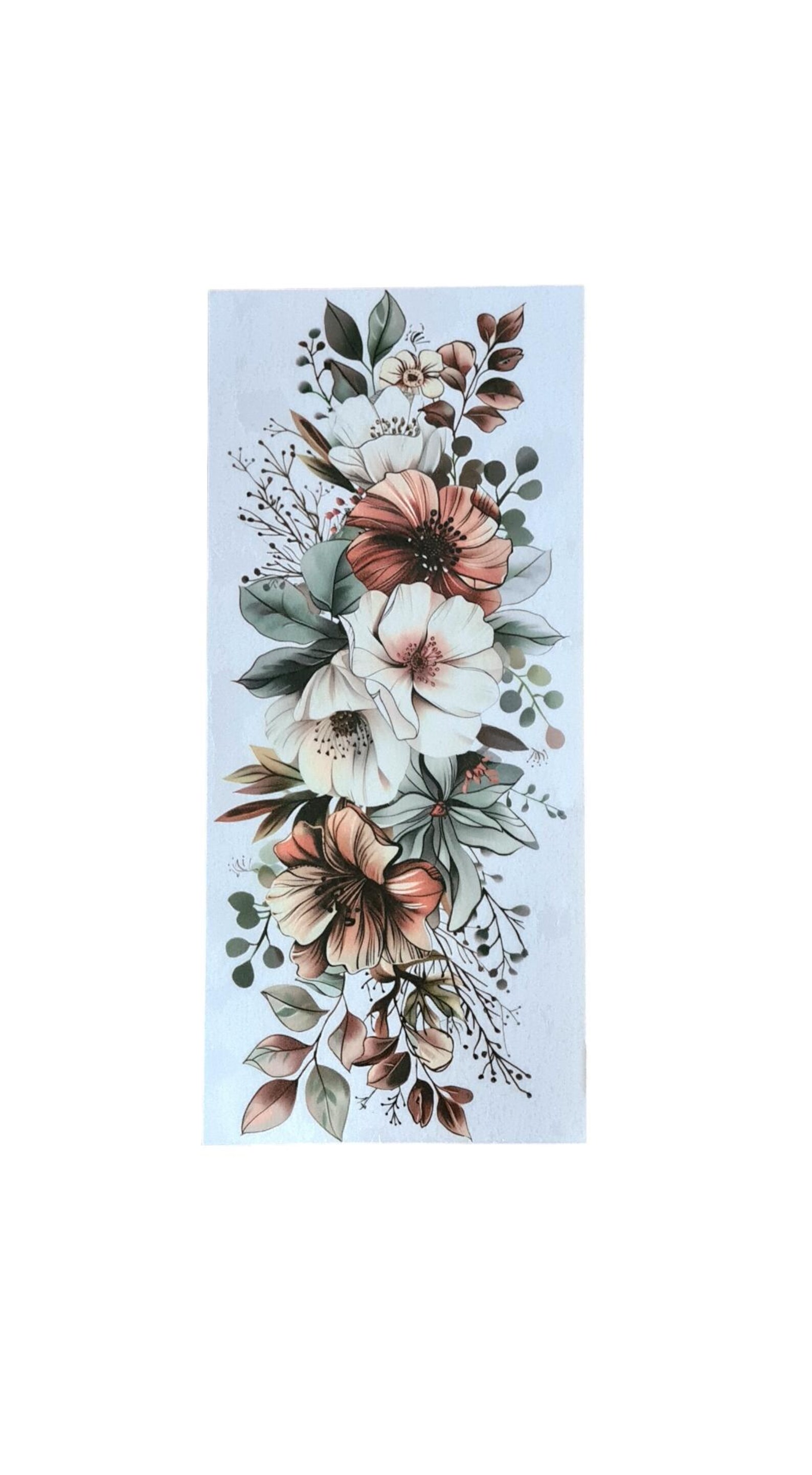 Boho Floral Temporary Tattoos (18cm/20cm Long X 8/9 Cm), Long Whimsical ...