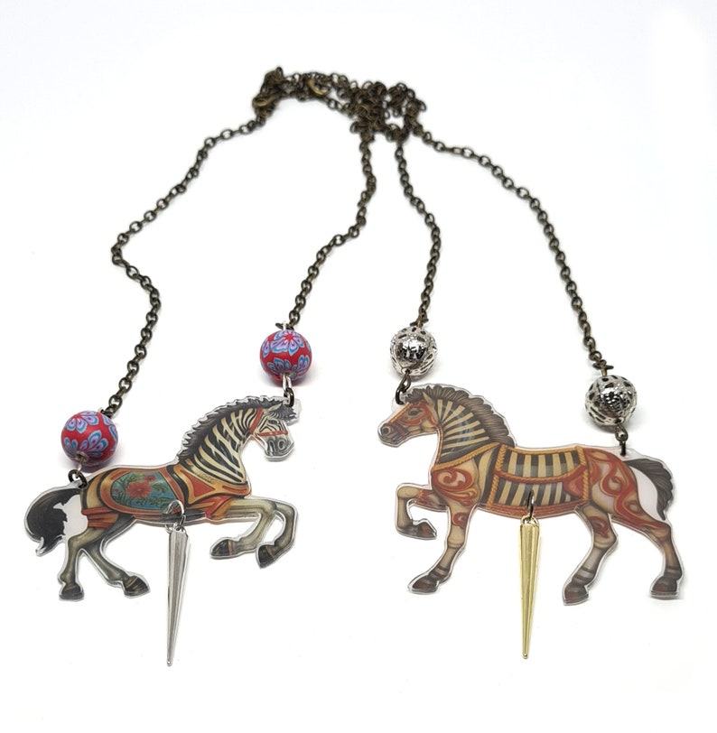 Whimsical Victorian Horse Carousel Necklace, Circus Carousel Pendant ...