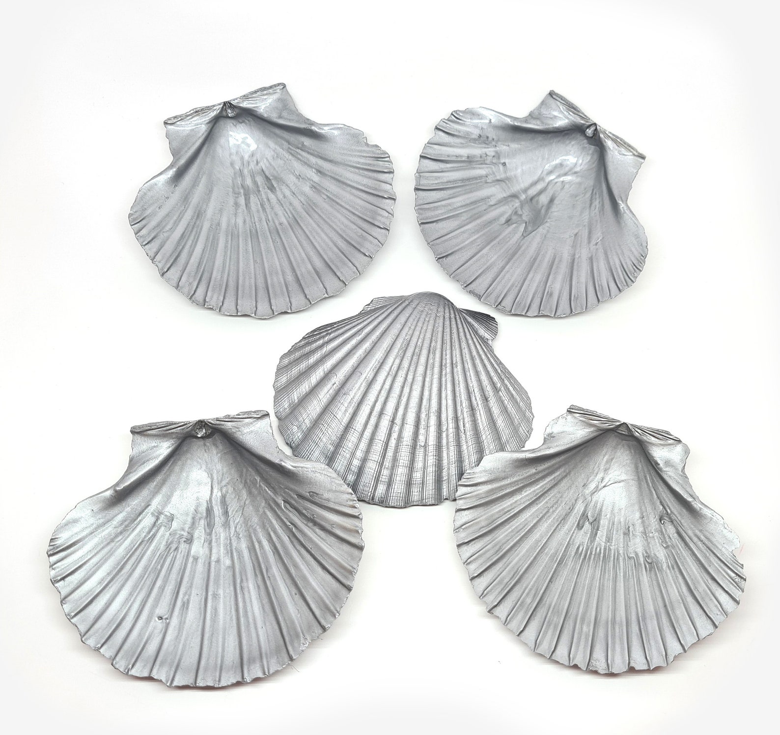 SET OF 5 Scallop Shell, Sea Shell Candle Holder, Gold Shell Jewelry ...