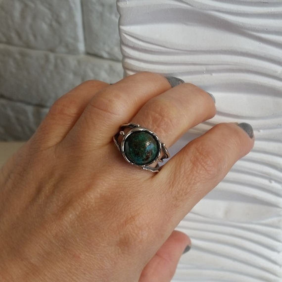 Large gemstone ring Sterling silver Unique silver ring | Etsy