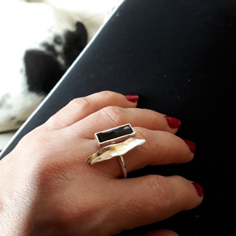 Black rectangle earrings silver black onyx Earrings for | Etsy