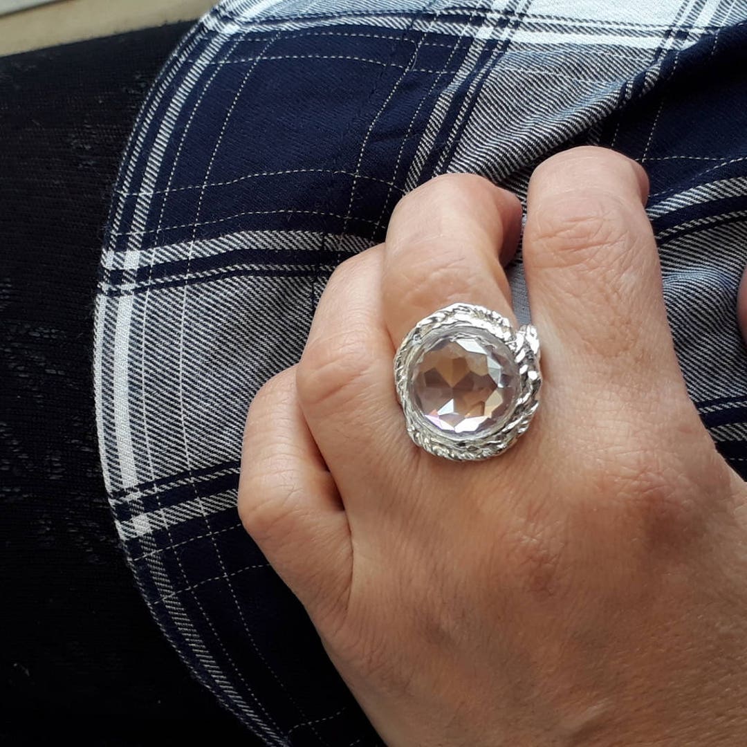 Sterling Silver Quartz Ring: Handmade Rope Statement Ring - Etsy