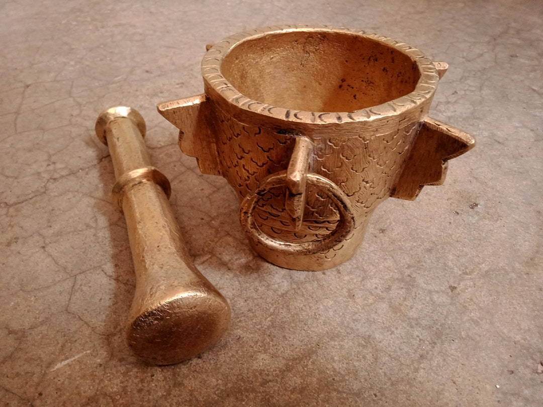FREE SHIPPING Antique Moroccan Brass Mortar and Pestle Hand-engraved ...
