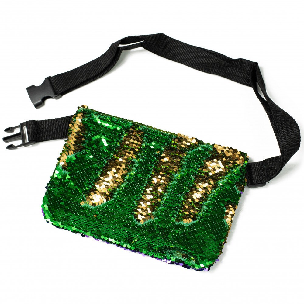 Sparkly Silver Black Mermaid Moveable Sequin Fanny Pack Bum Waist Bag 