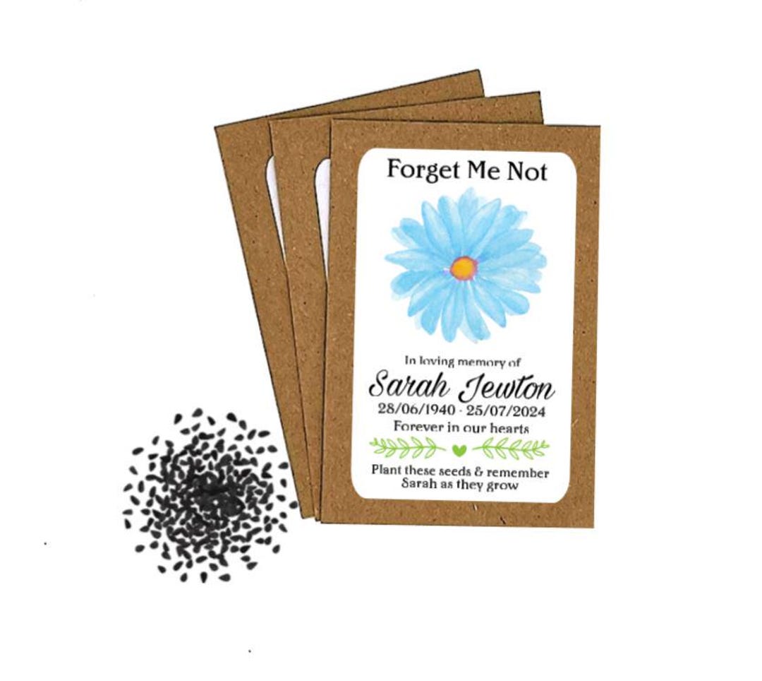 Personalised Funeral Forget Me Not Seed Packets Envelopes With Seeds ...