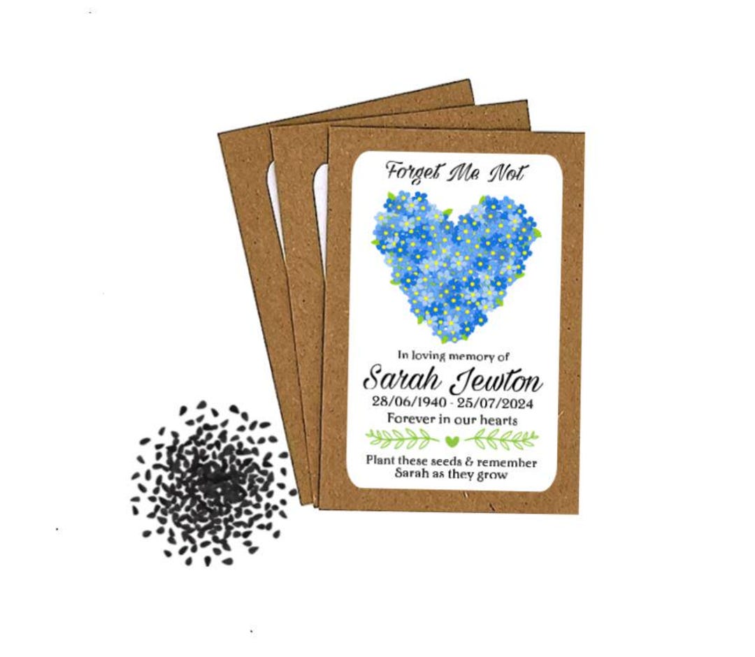 Personalised Funeral Forget Me Not Seed Packets Envelopes With Seeds ...