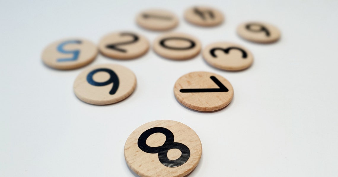 WOODEN NUMBER DISCS Magnetic / Resources for Children / Natural ...