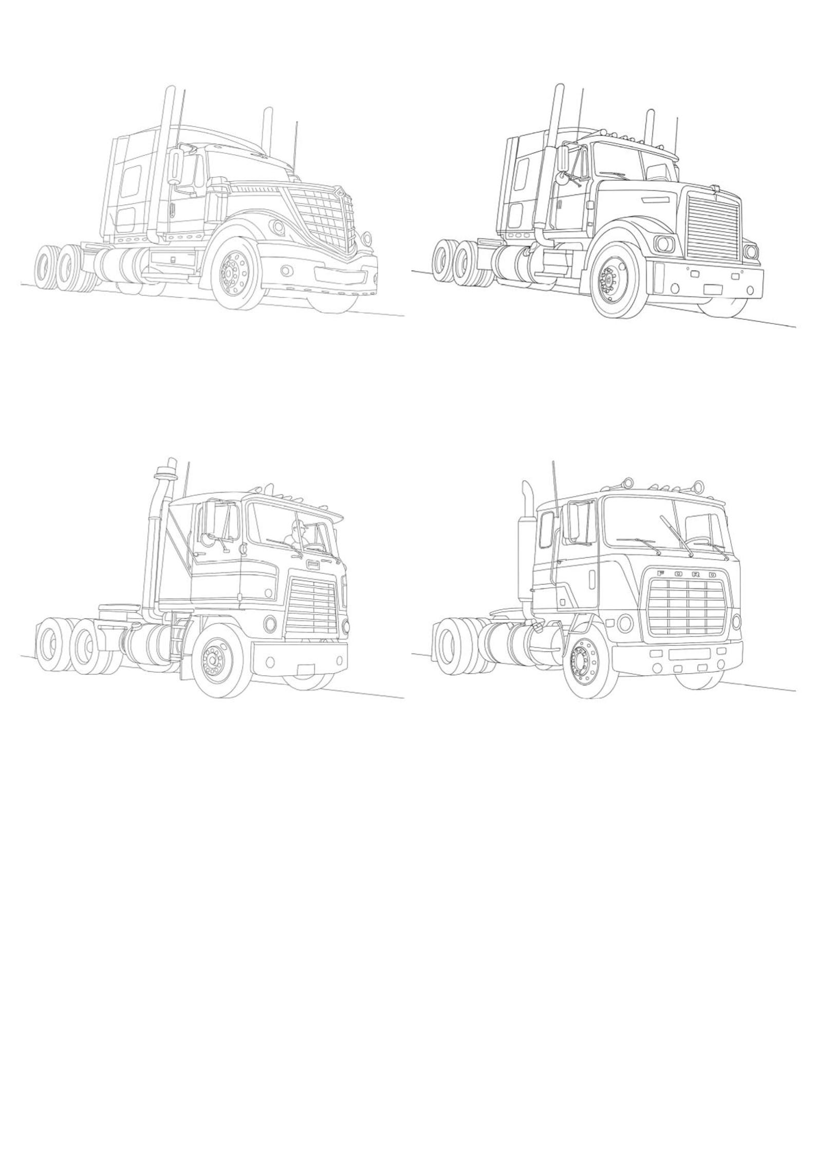 Semi Truck Coloring Pages: 52 Classic & Modern Big Rig Illustrations ...