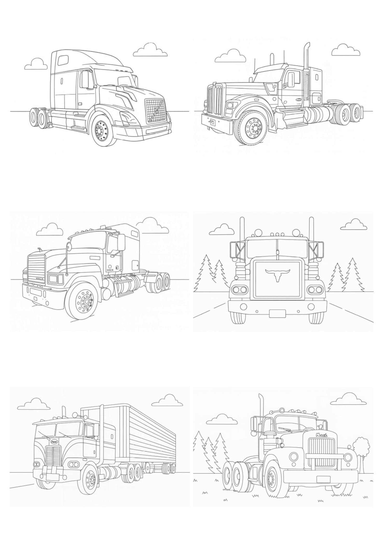 Semi Truck Coloring Pages: 52 Classic & Modern Big Rig Illustrations ...